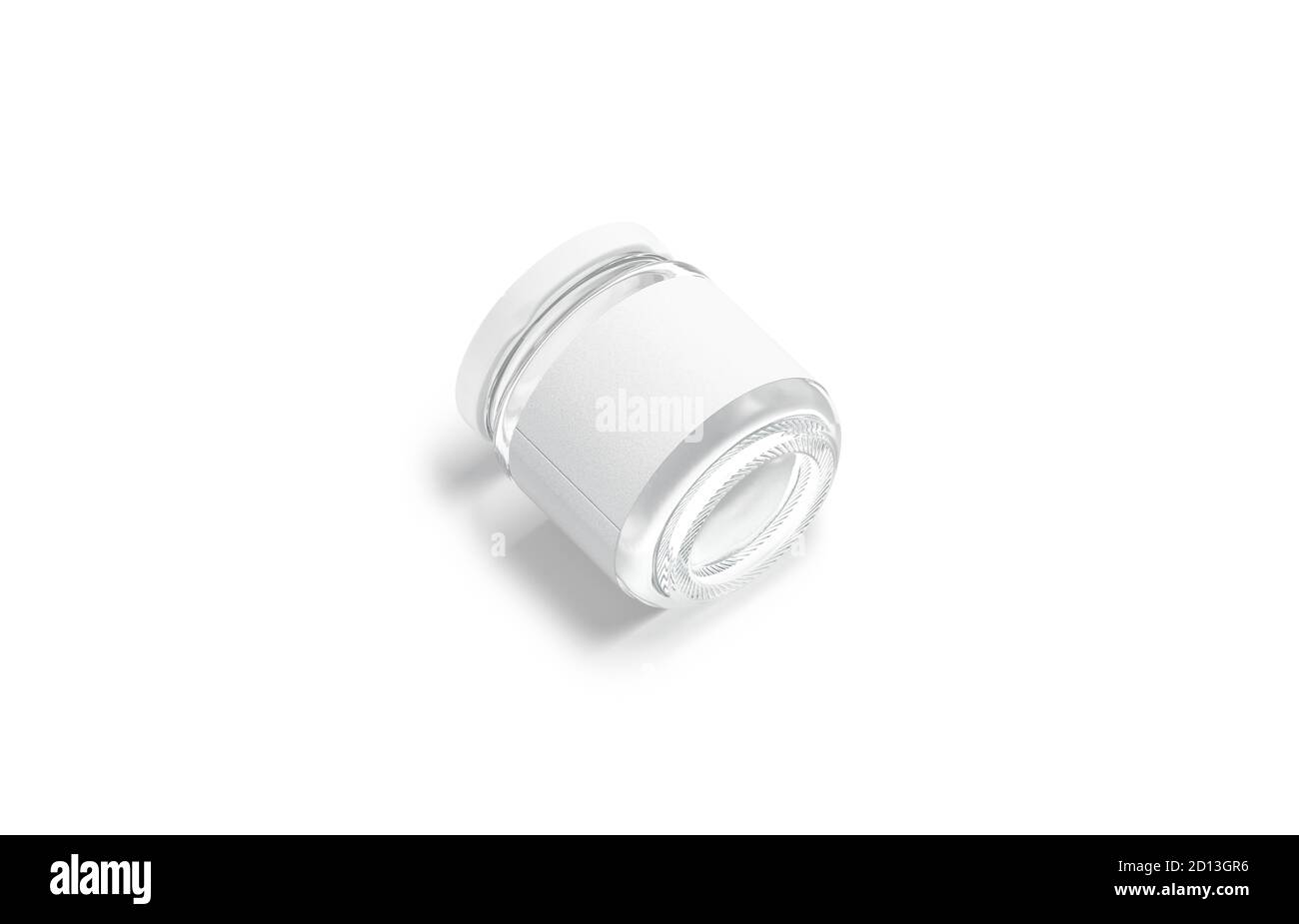 Blank small glass jar with white label mockup lying, isolated Stock ...