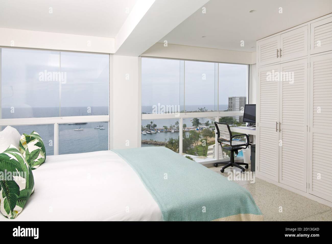 Interior of modern room, overlooking the sea Stock Photo - Alamy