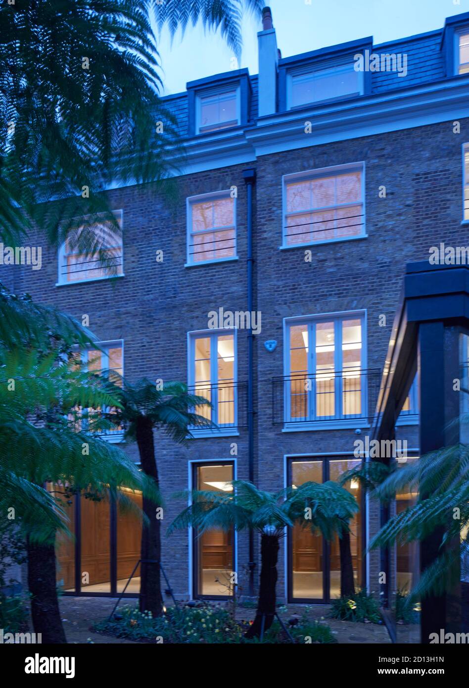 Rear View at dusk of west London house. London cityscape, streets and ...
