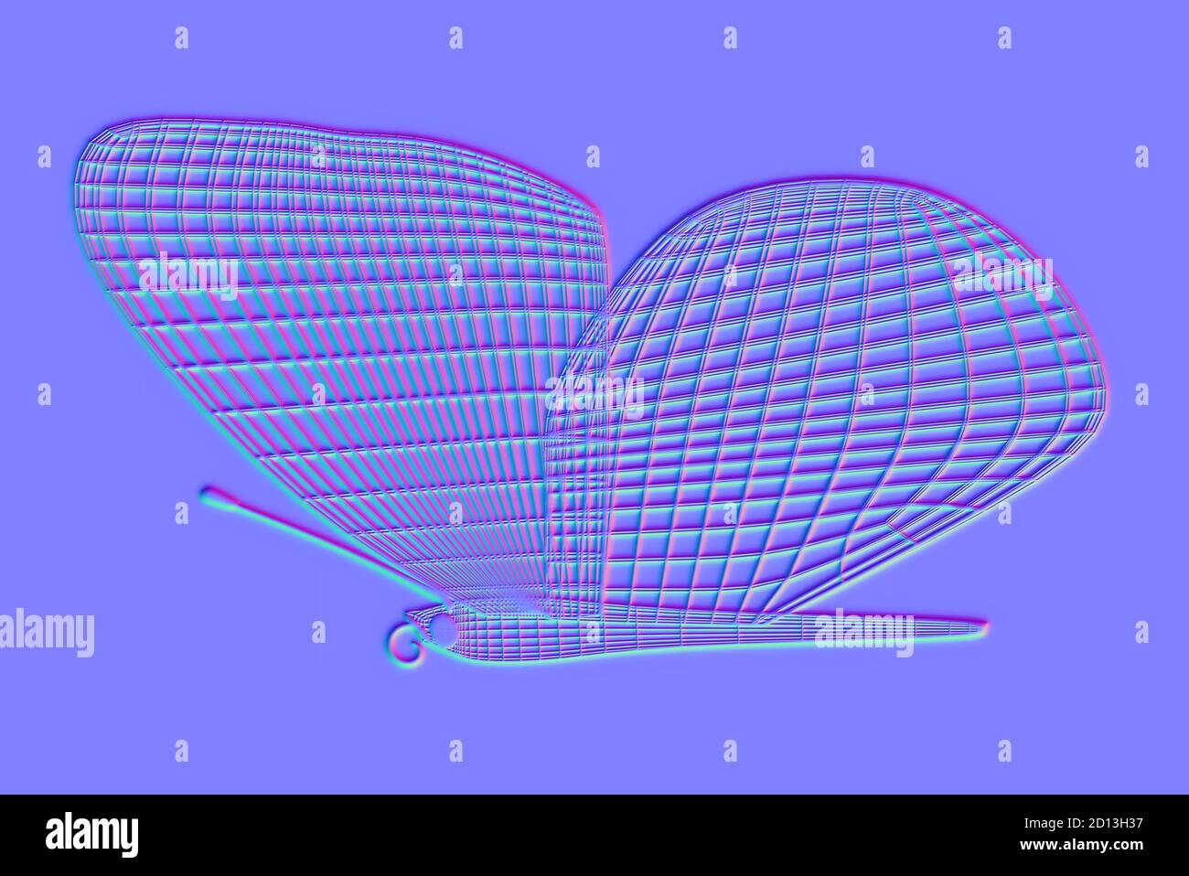 Normal map of geometric mesh butterfly, 3d illustration Stock Photo - Alamy