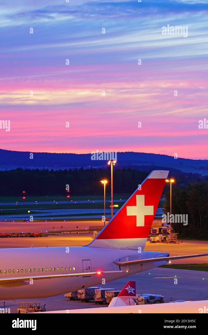 ZURICH, SWITZERLAND -6 SEP 2020- Plane from the Swiss international ...