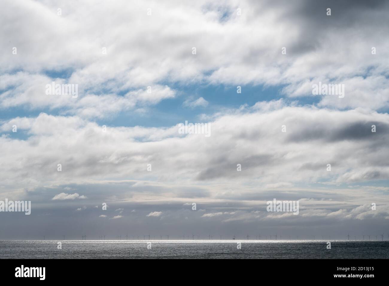 Looking out over the English Channel with Rampion offshore wind farm on ...