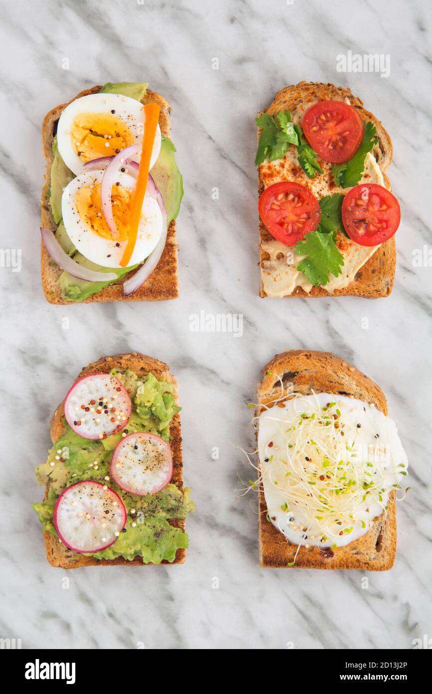 Healthy toast with whole wheat bread, viewed from above Stock Photo - Alamy
