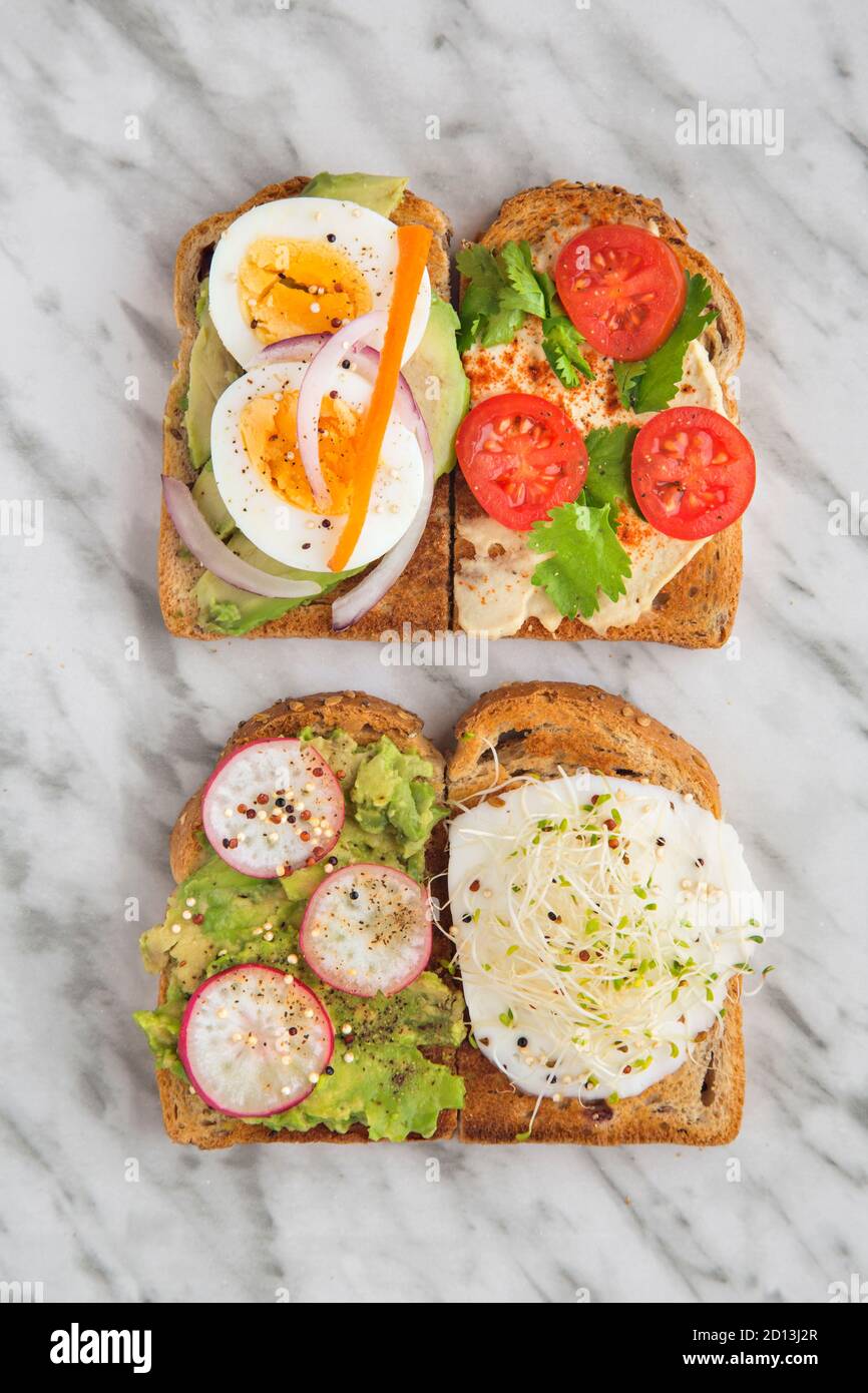 Healthy toast with whole wheat bread, viewed from above Stock Photo - Alamy