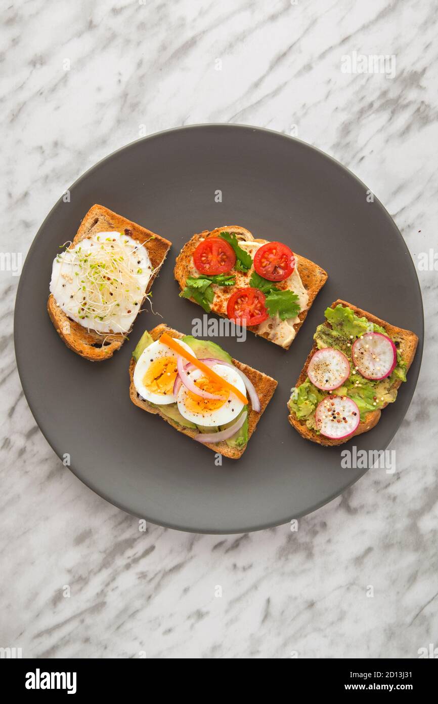 Healthy toast with whole wheat bread, viewed from above Stock Photo - Alamy
