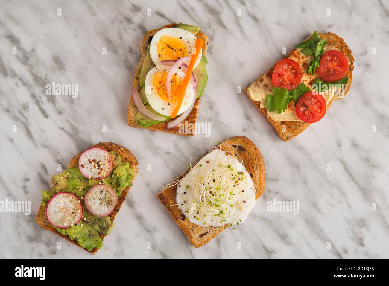 Healthy toast with whole wheat bread, viewed from above Stock Photo - Alamy