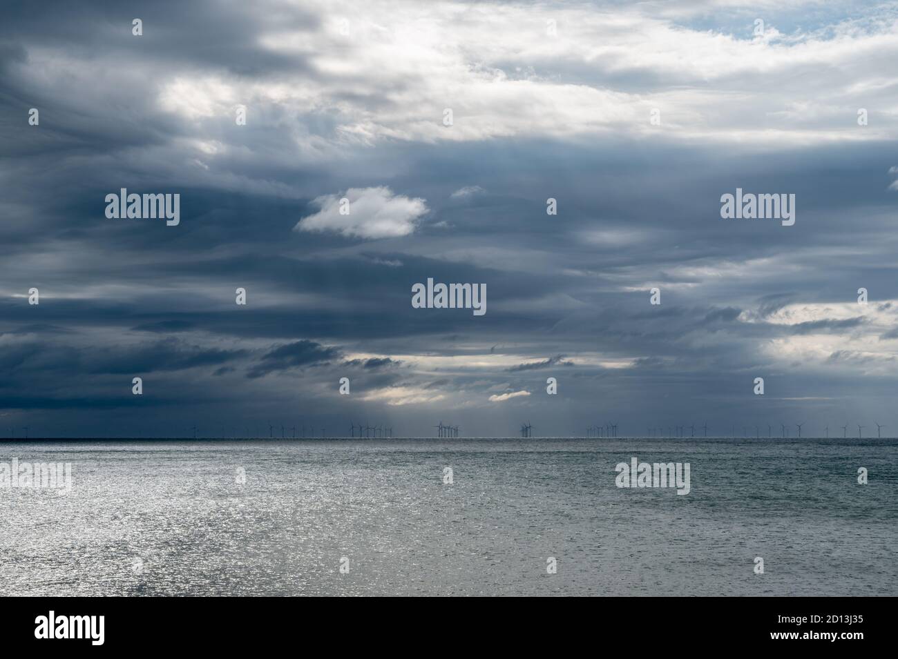 Looking out over the English Channel with Rampion offshore wind farm on ...