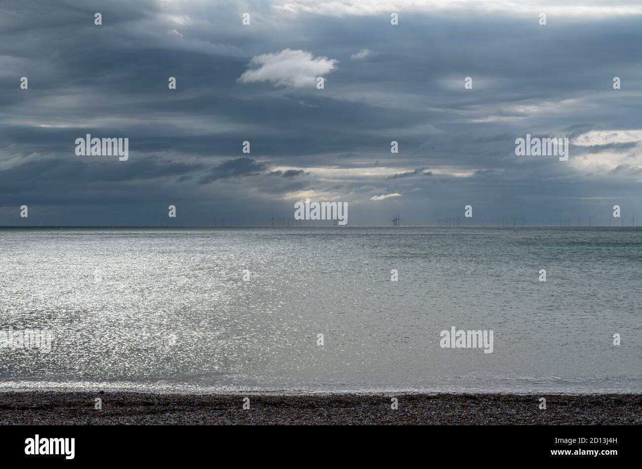 Looking out over the English Channel with Rampion offshore wind farm on ...