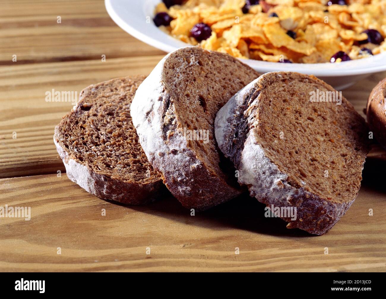 Tasty breakfast rusk Eat with tea, milk, butter slice. Close up ...