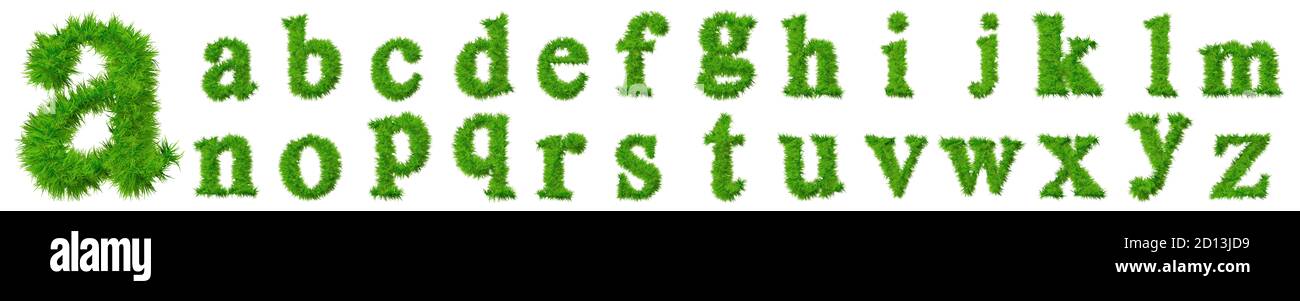 Conceptual set or collection of green grass,eco font isolated on white ...