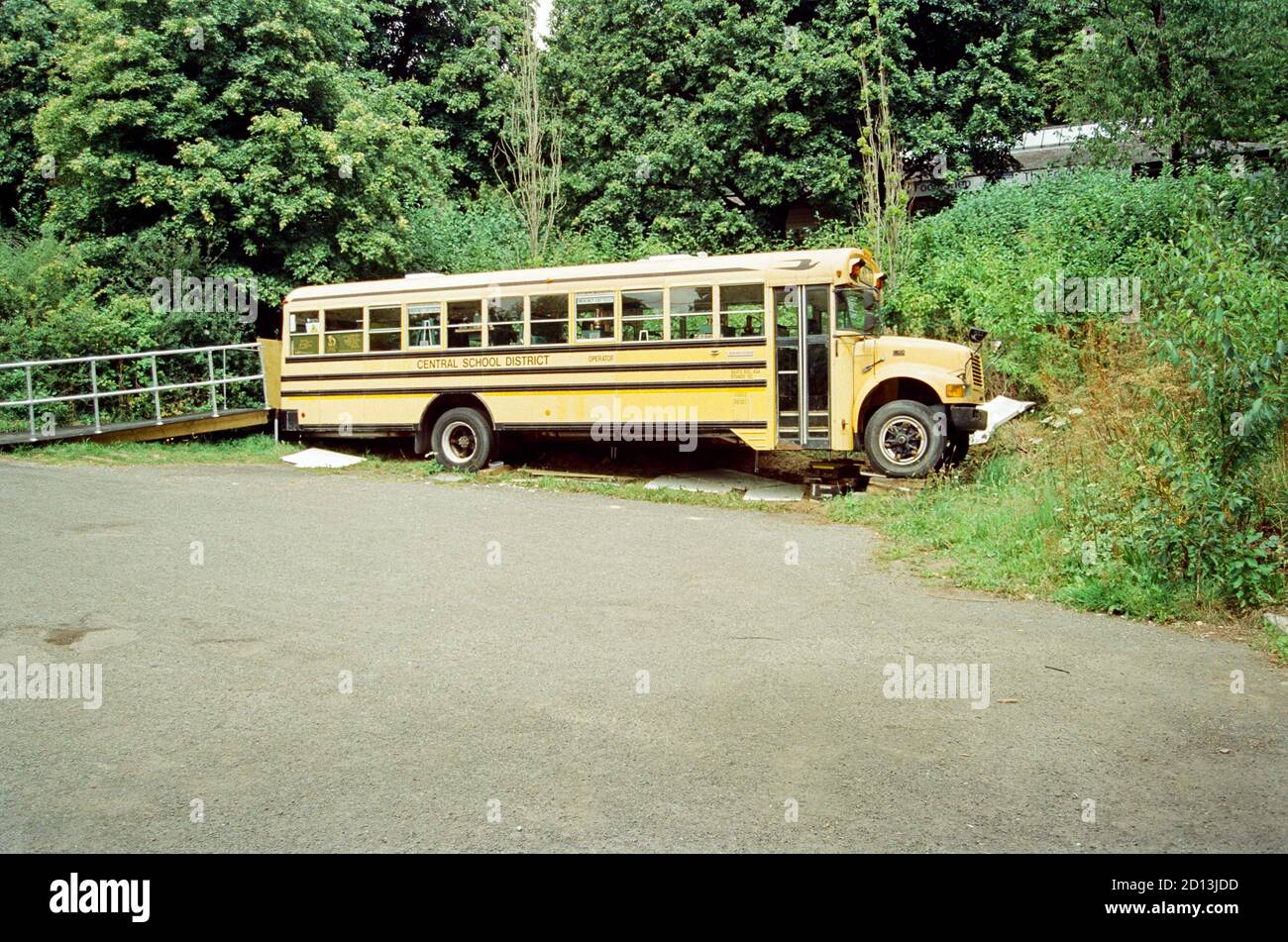 Yellow American school bus converted into a rum distillery, Dartington ...