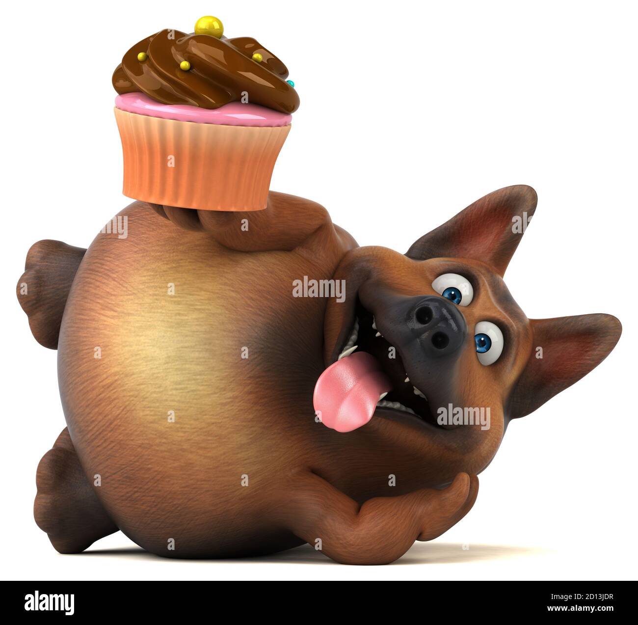 Fun german shepherd dog - 3D Illustration Stock Photo - Alamy
