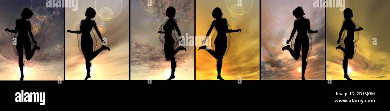 Conceptual fat overweight obese female vs slim fit healthy body after ...