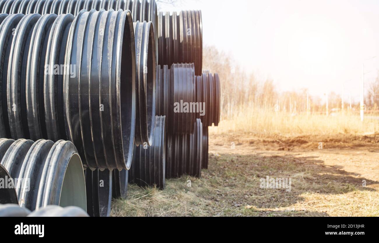 Large diameter black polypropylene pipes for laying communications ...