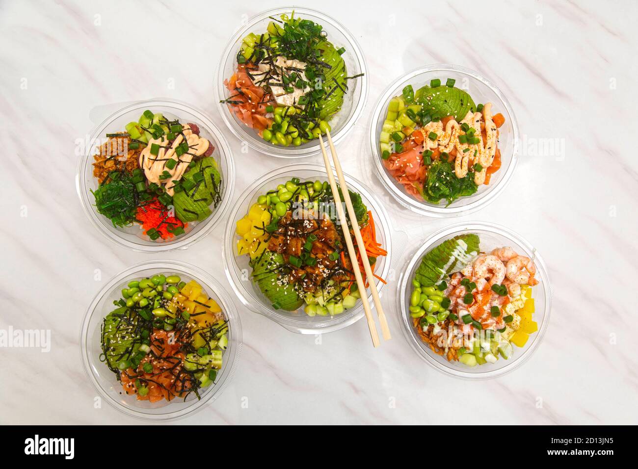 Poke bowls with fresh salmon hi-res stock photography and images - Alamy