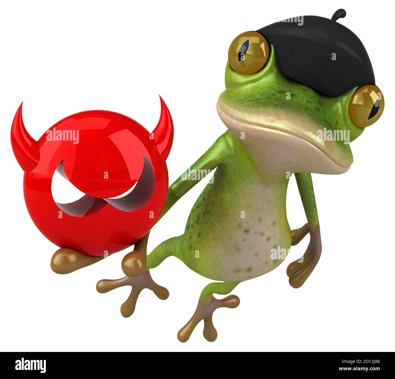 Fun french frog - 3D Illustration Stock Photo - Alamy