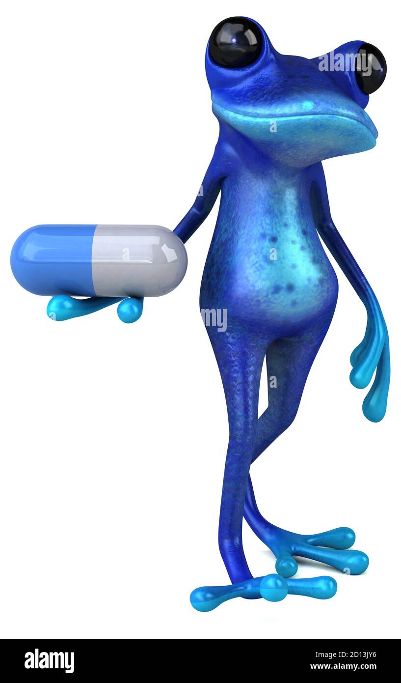 Fun blue frog - 3D Illustration Stock Photo - Alamy