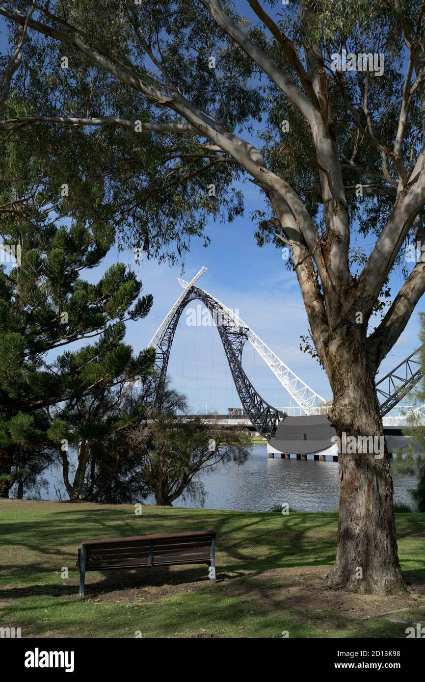 Matagarup Bridge, a suspension pedestrian bridge crossing the Swan ...