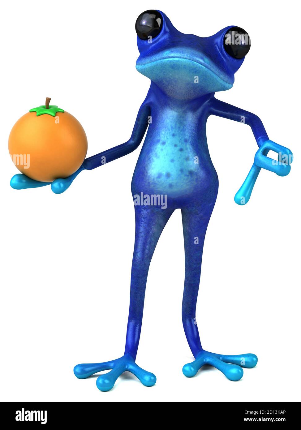 Fun blue frog - 3D Illustration Stock Photo - Alamy