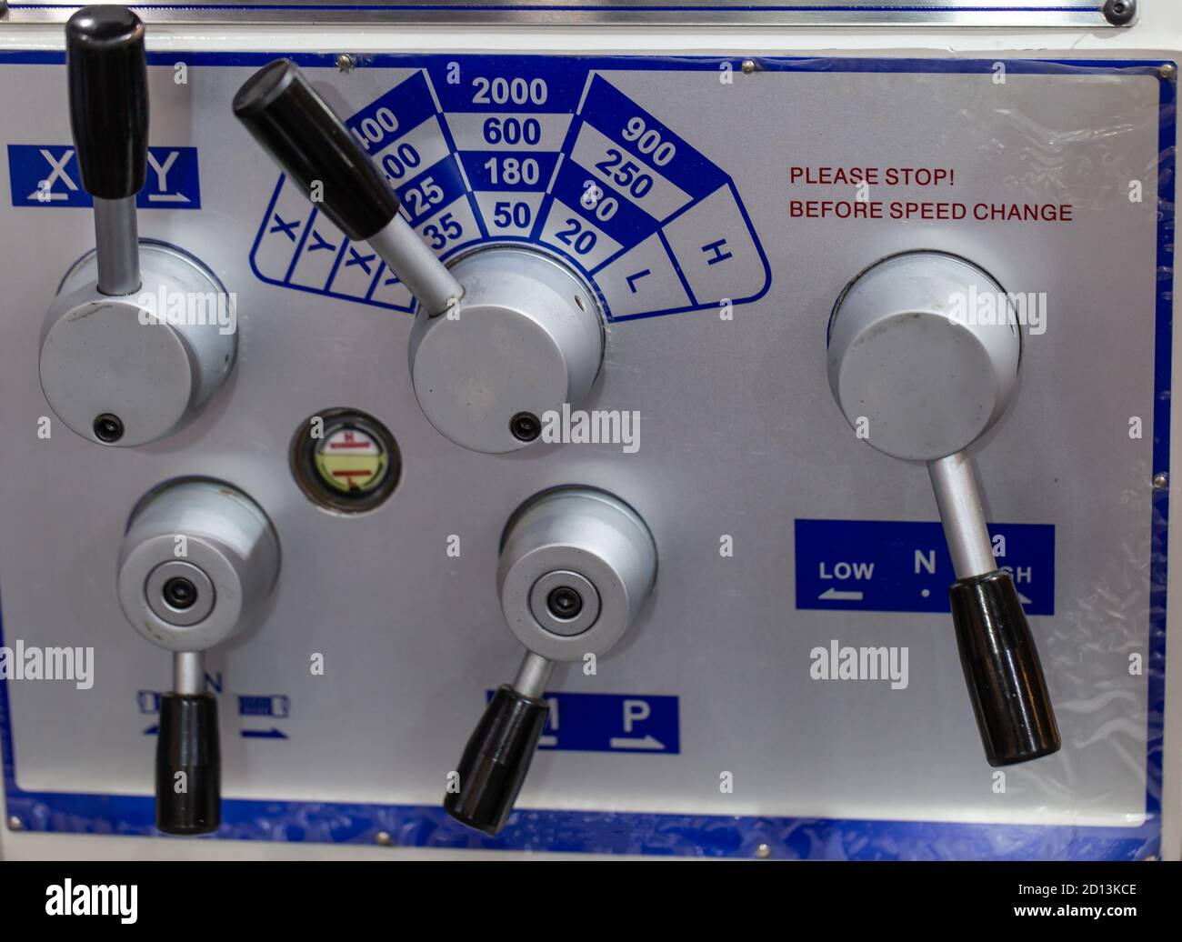 Feed selector gear, speed of lathing machine Stock Photo - Alamy