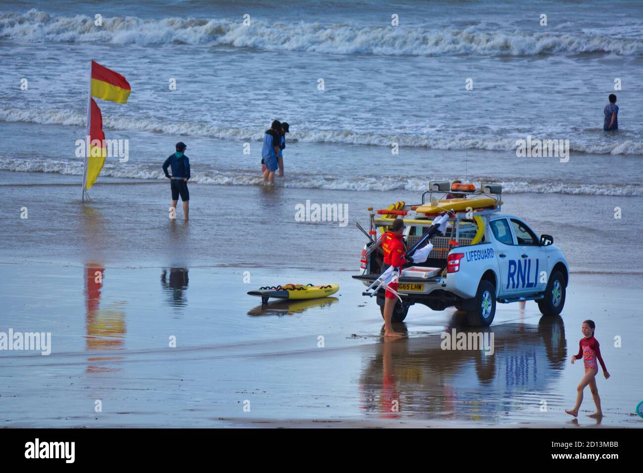 Rest Bay beach in Wales during pandemic times Stock Photo - Alamy
