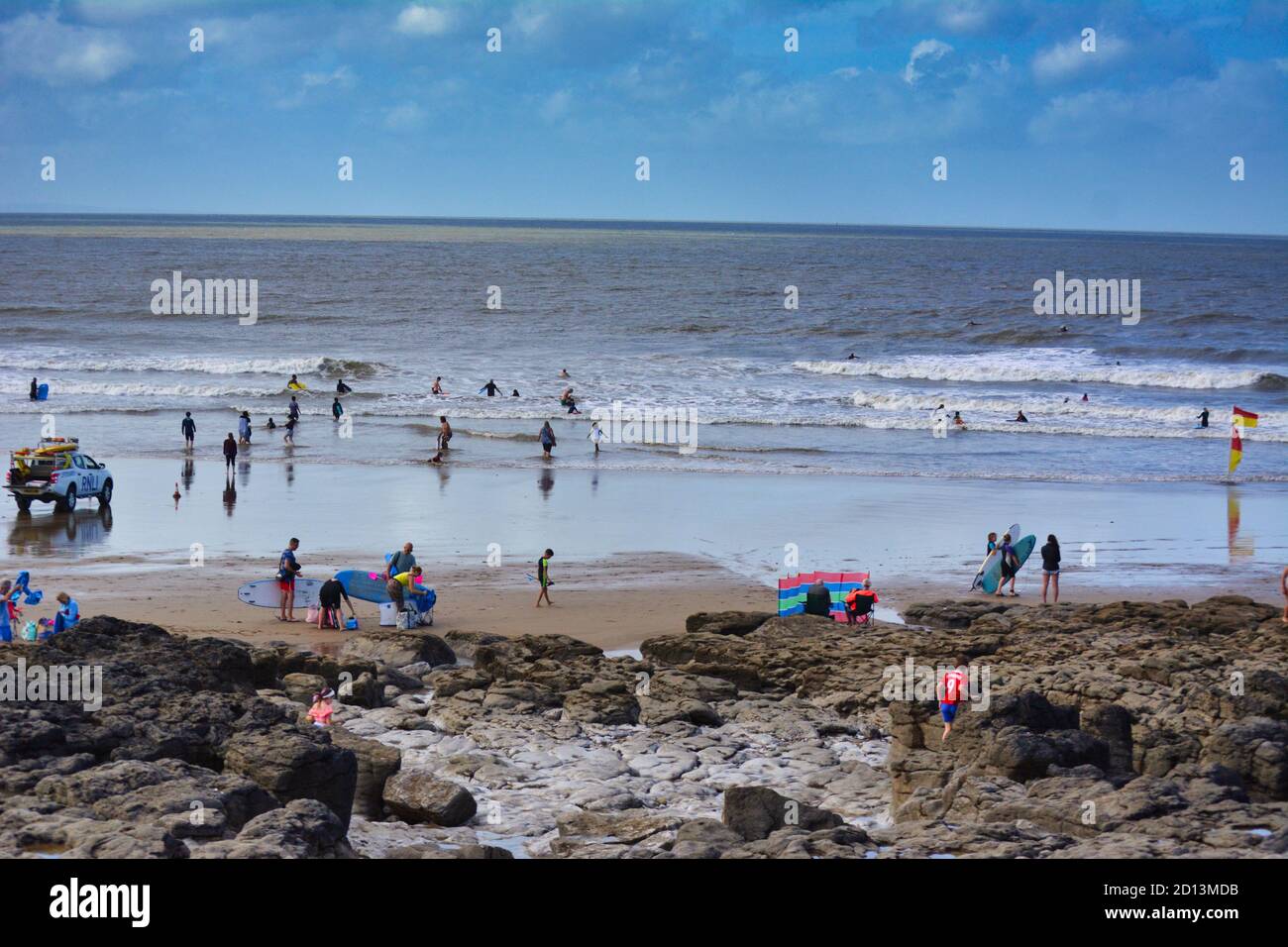 Rest Bay beach in Wales during pandemic times Stock Photo - Alamy