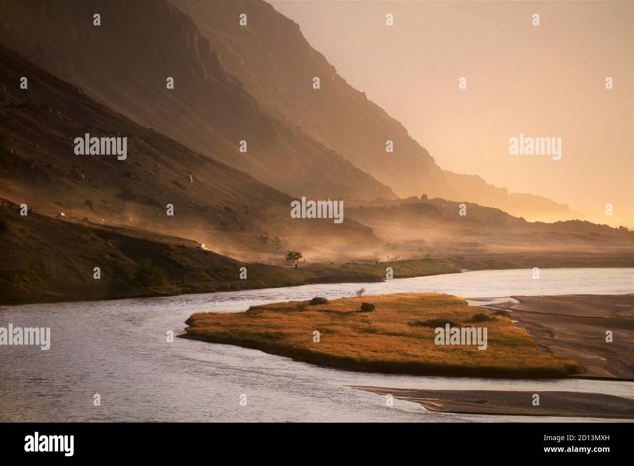 landscapes with mountains and rays in mountains of northern areas of ...
