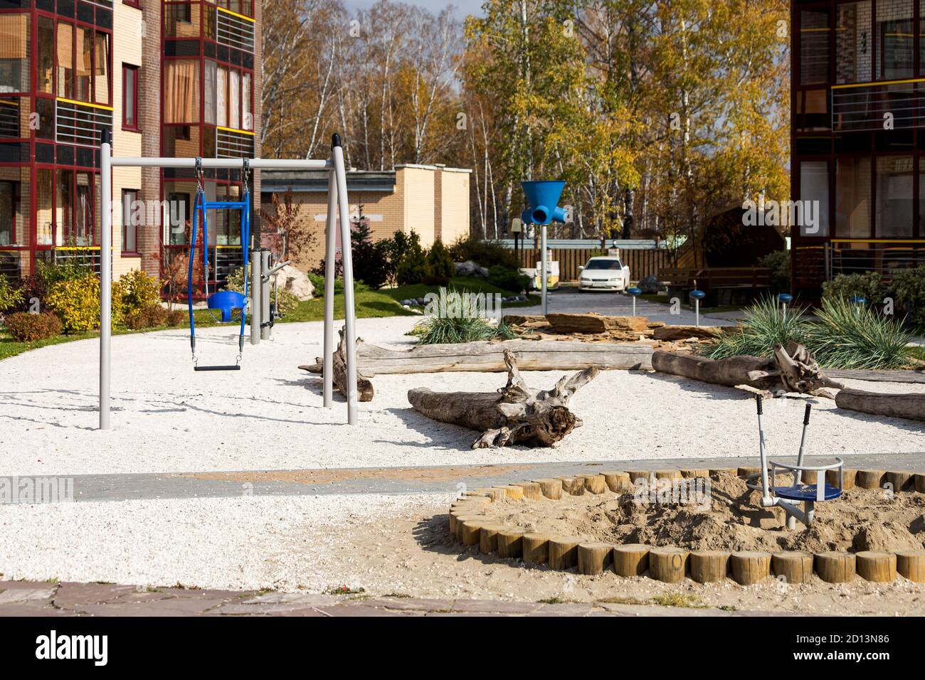 Empty playground for children for leisure and recreation with a toy in ...