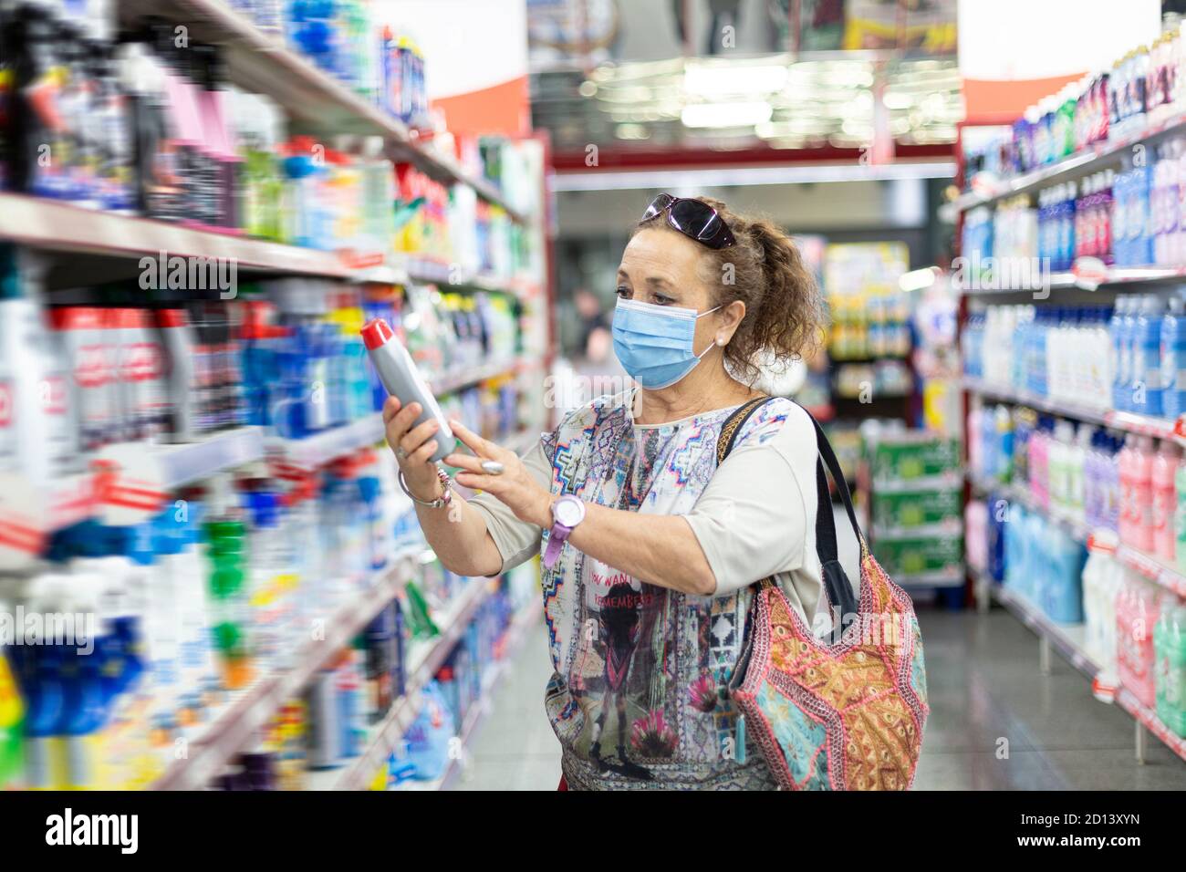 Woman Shopper Wearing Protective Medical Mask High Resolution Stock ...