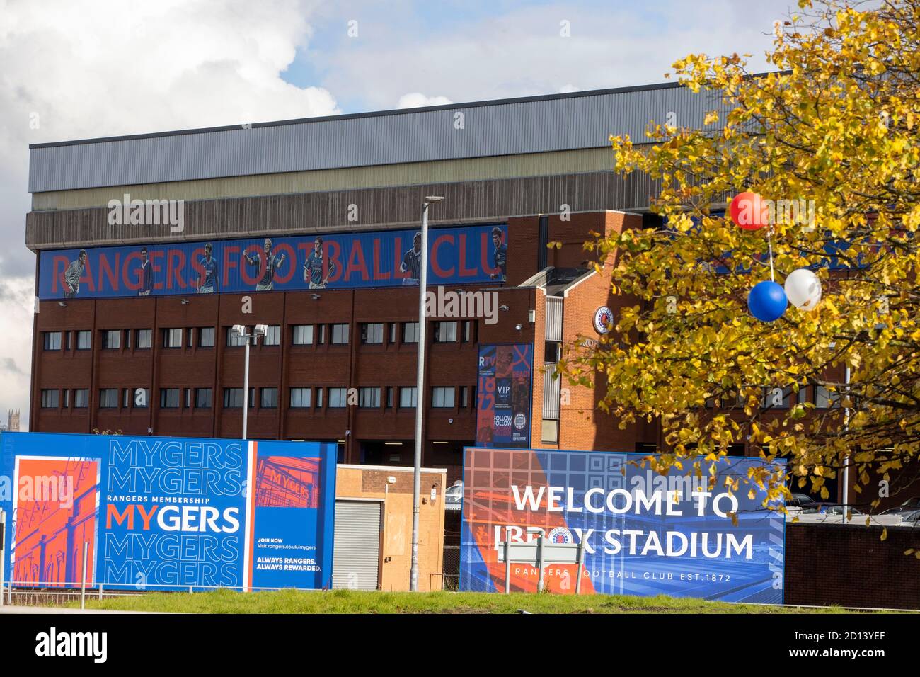Outside the ground during the Scottish Premiership match at Ibrox ...