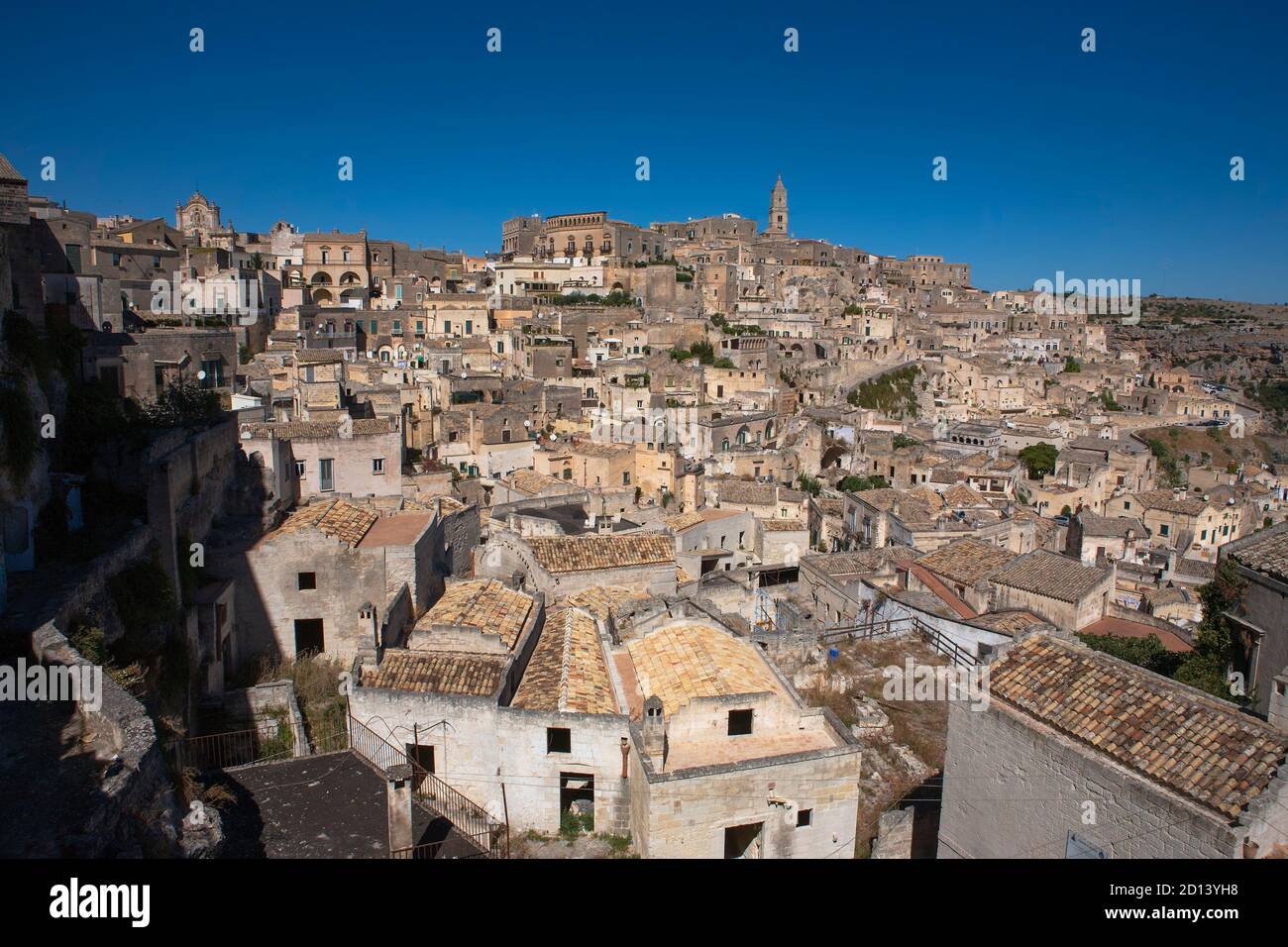 Part of the ancient town of Matera, known as the Sassi, or area of cave ...