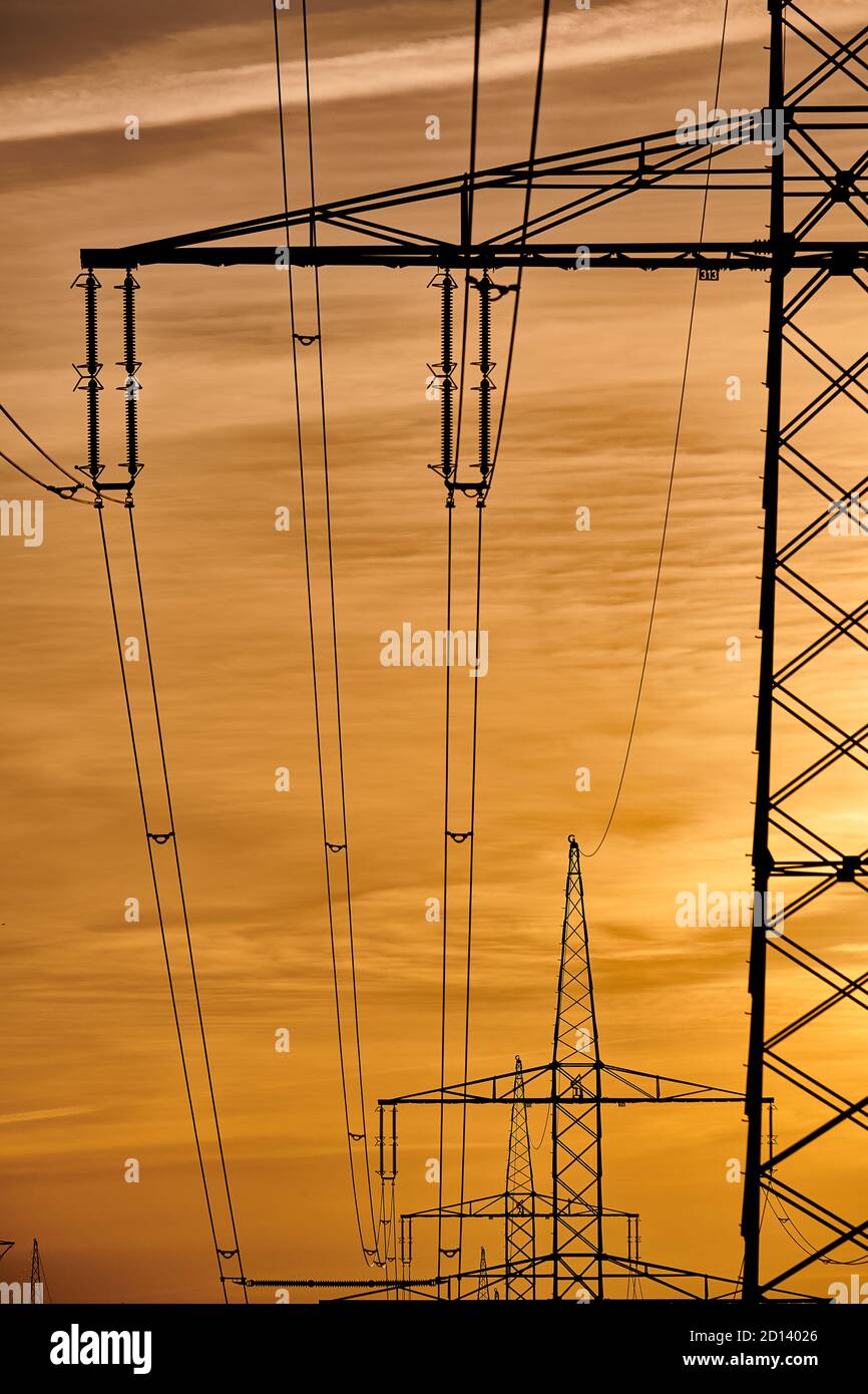 electricity transportation with hgh voltage wire on pylon Stock Photo ...