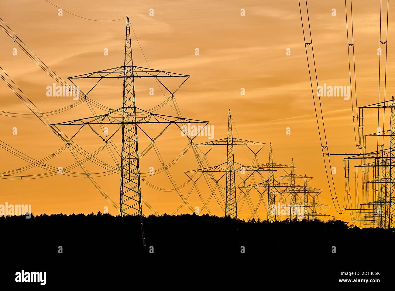 electricity transportation with hgh voltage wire on pylon Stock Photo ...