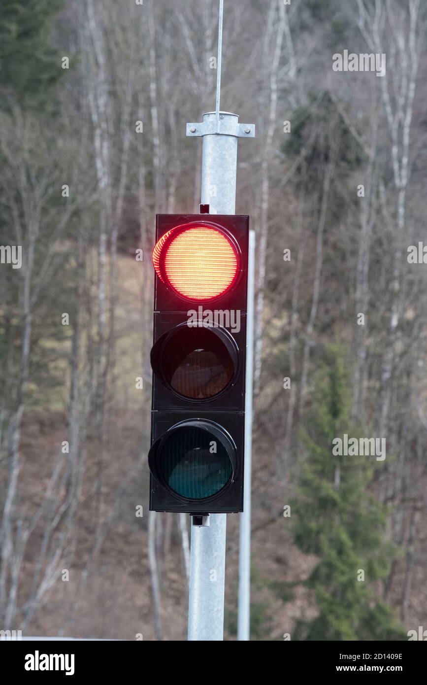 red traffic light signal on the street, symbol for stopping Stock Photo ...