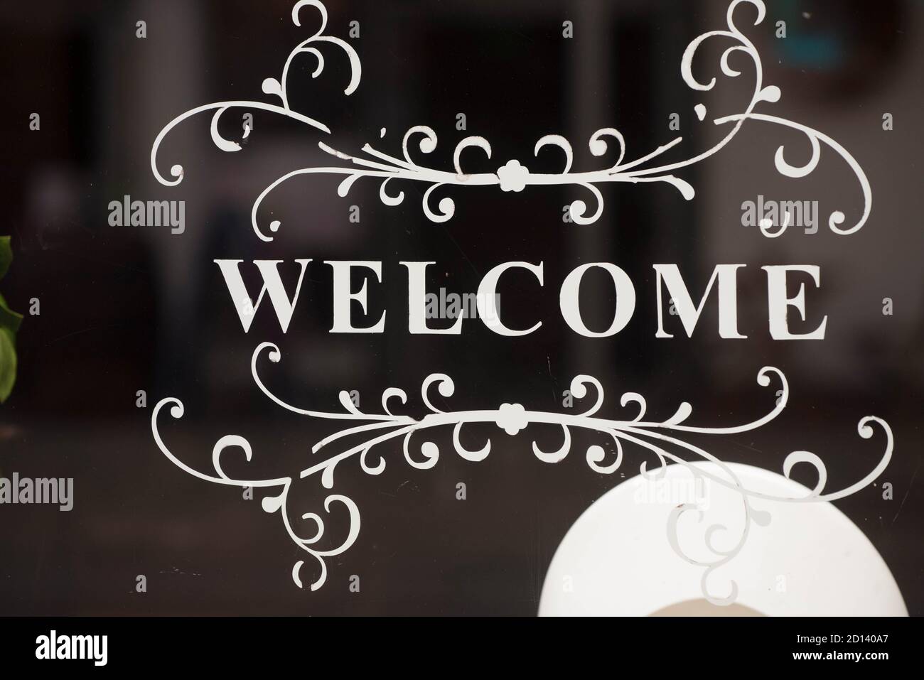 welcome sign at the entrance for greeting and welcoming visitors Stock ...