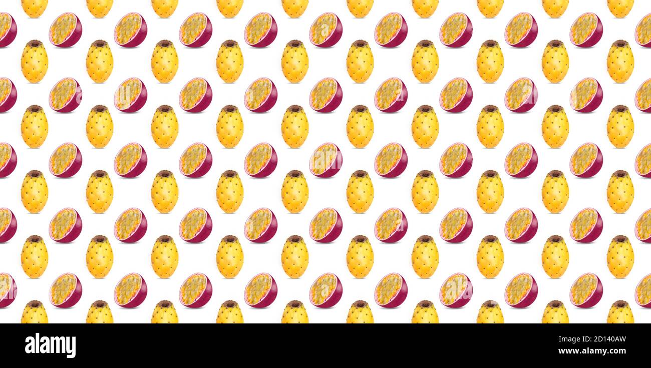 Pattern of fresh fruits isolated on creative colored texture Stock ...