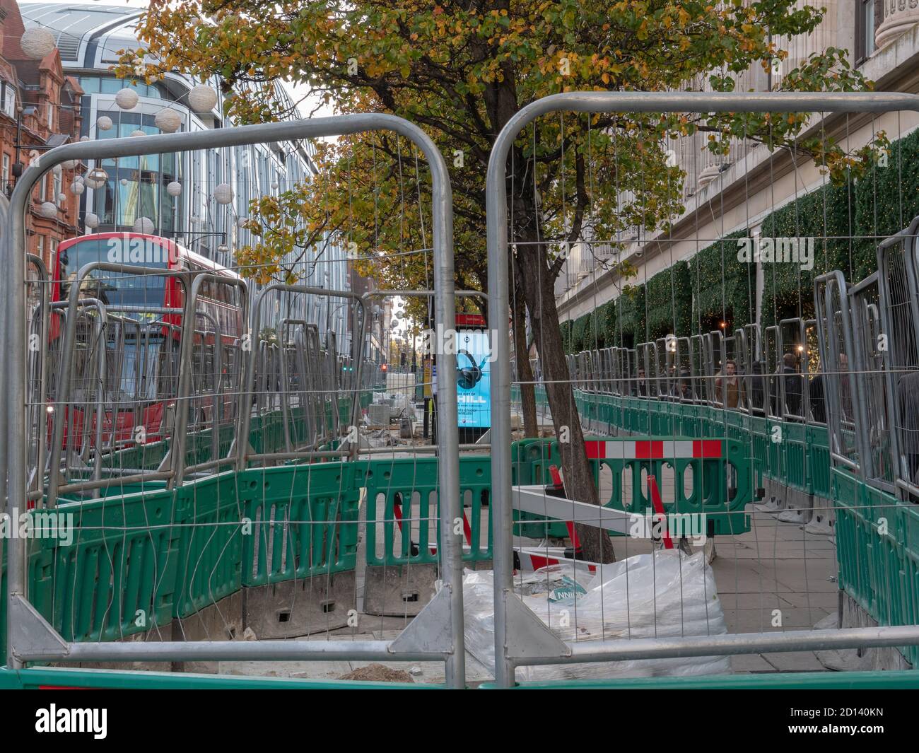 Pedestrian area and road partly cordoned off for renovating and ...