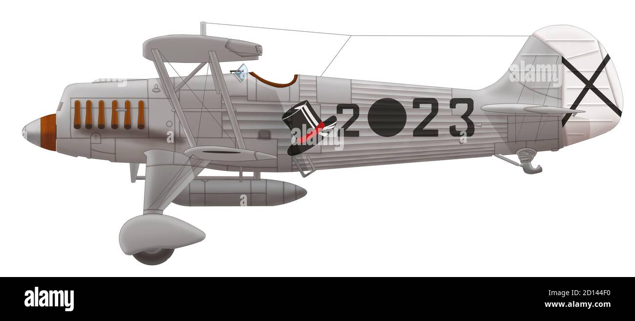 Heinkel He 51C (2 23) piloted by Hannes Trautloft of the 4./J 88 (4th ...