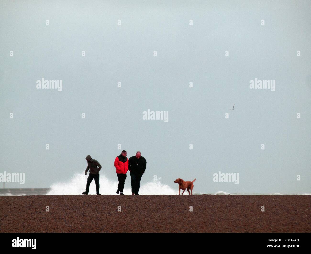 A wet day on the beach at Brighton Stock Photo - Alamy