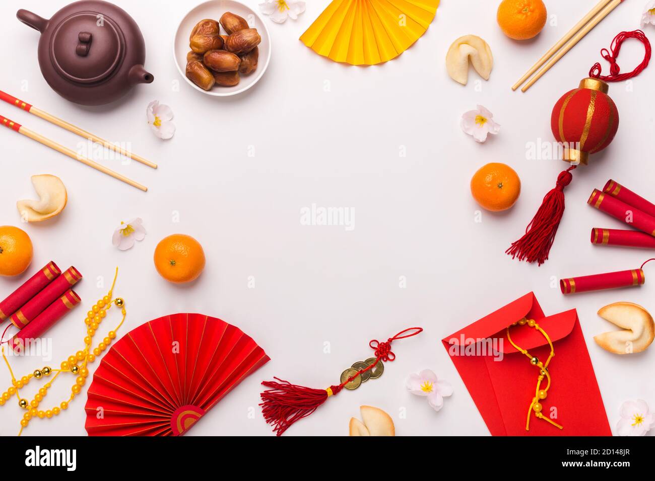 Chinese New Year background with traditional decorations Stock Photo ...