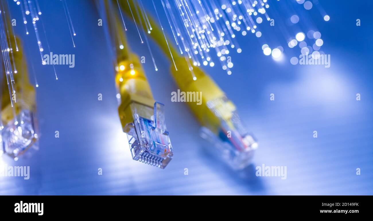 network connection cable with optical fiber Stock Photo - Alamy