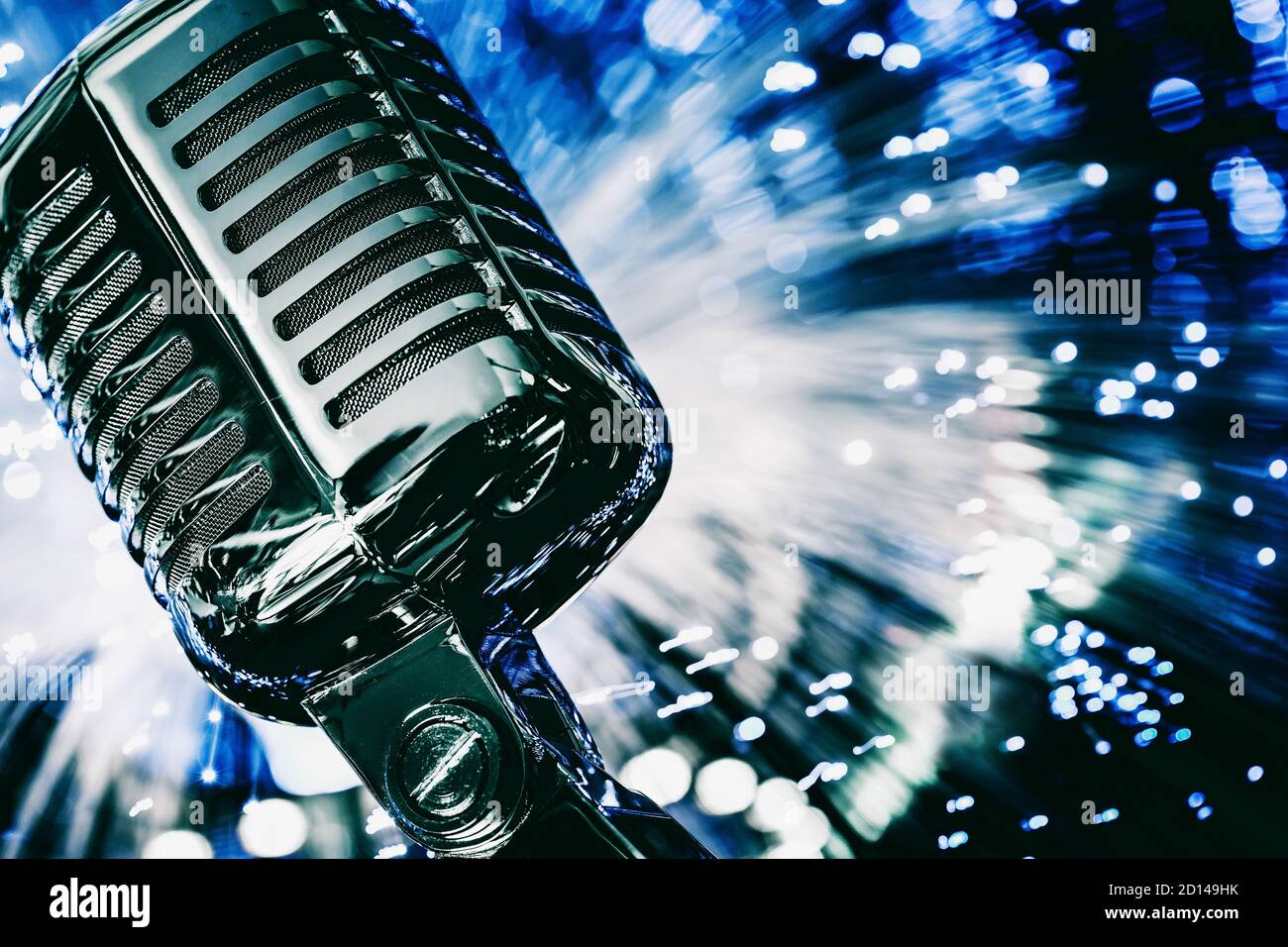 old vintage microphone with optical fibers Stock Photo - Alamy