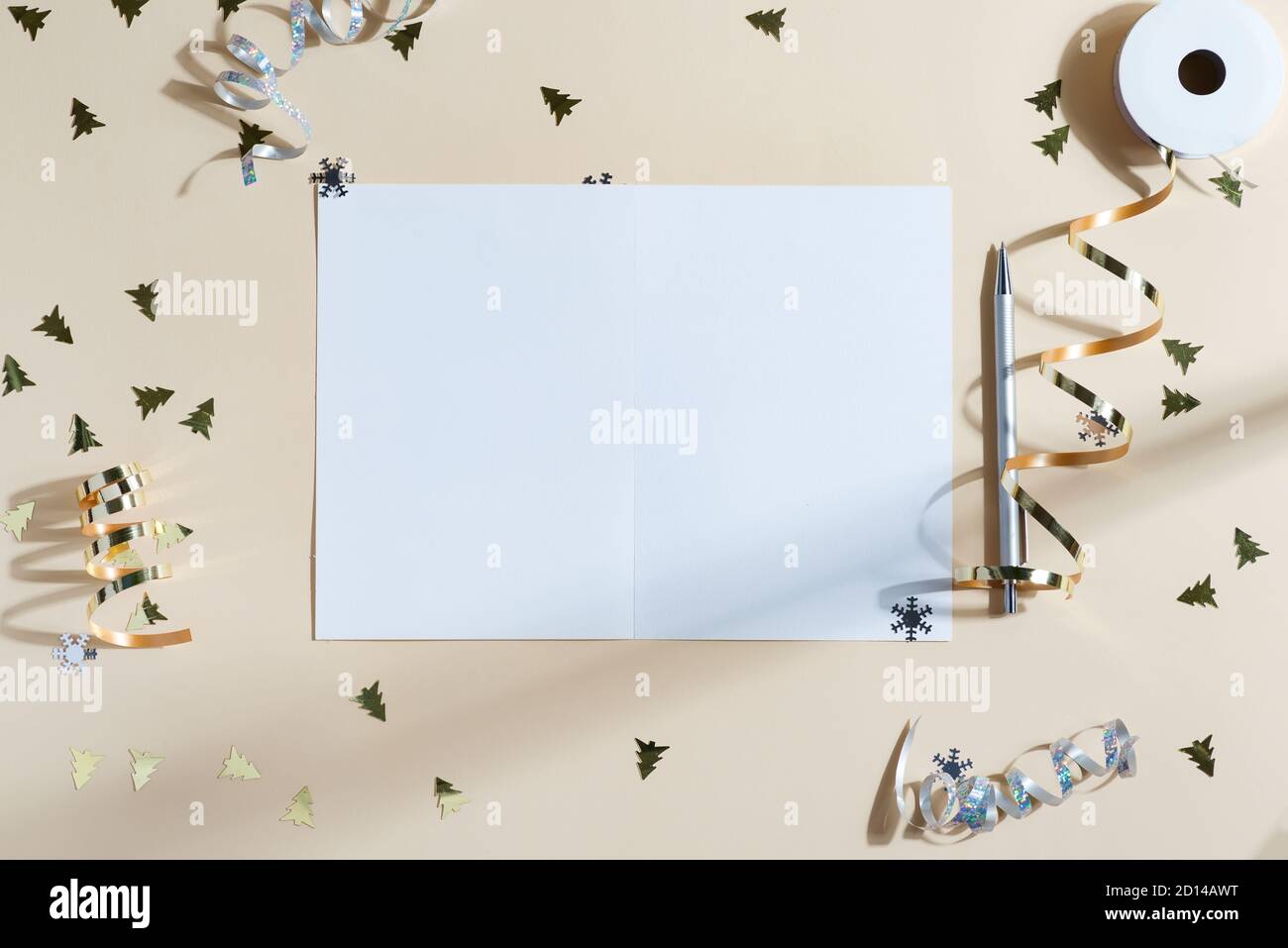 Congratulation New Year mockup card with bright confetti decoration on ...