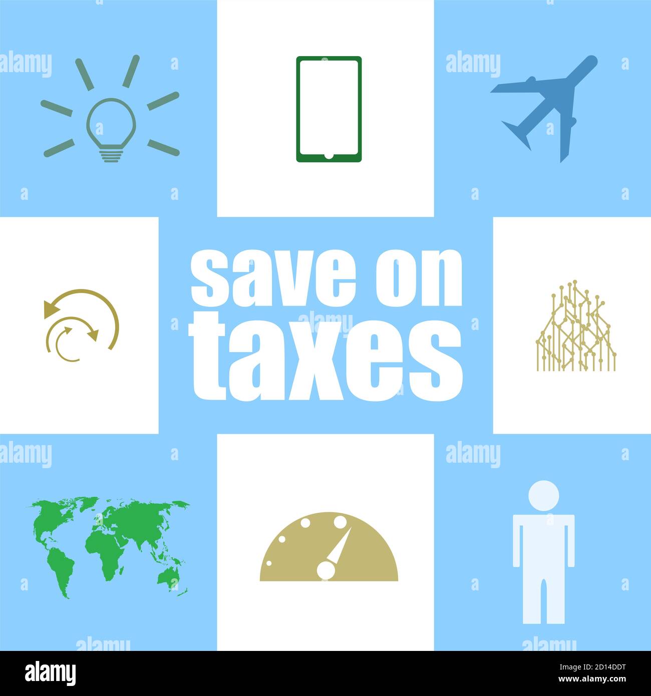 Text Save on taxes. Business concept . Infographic Elements. Icon set ...
