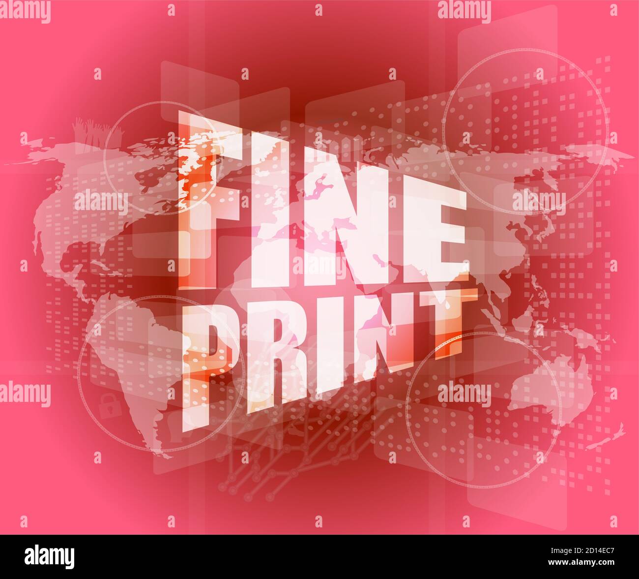 fine print words on digital touch screen interface Stock Photo - Alamy