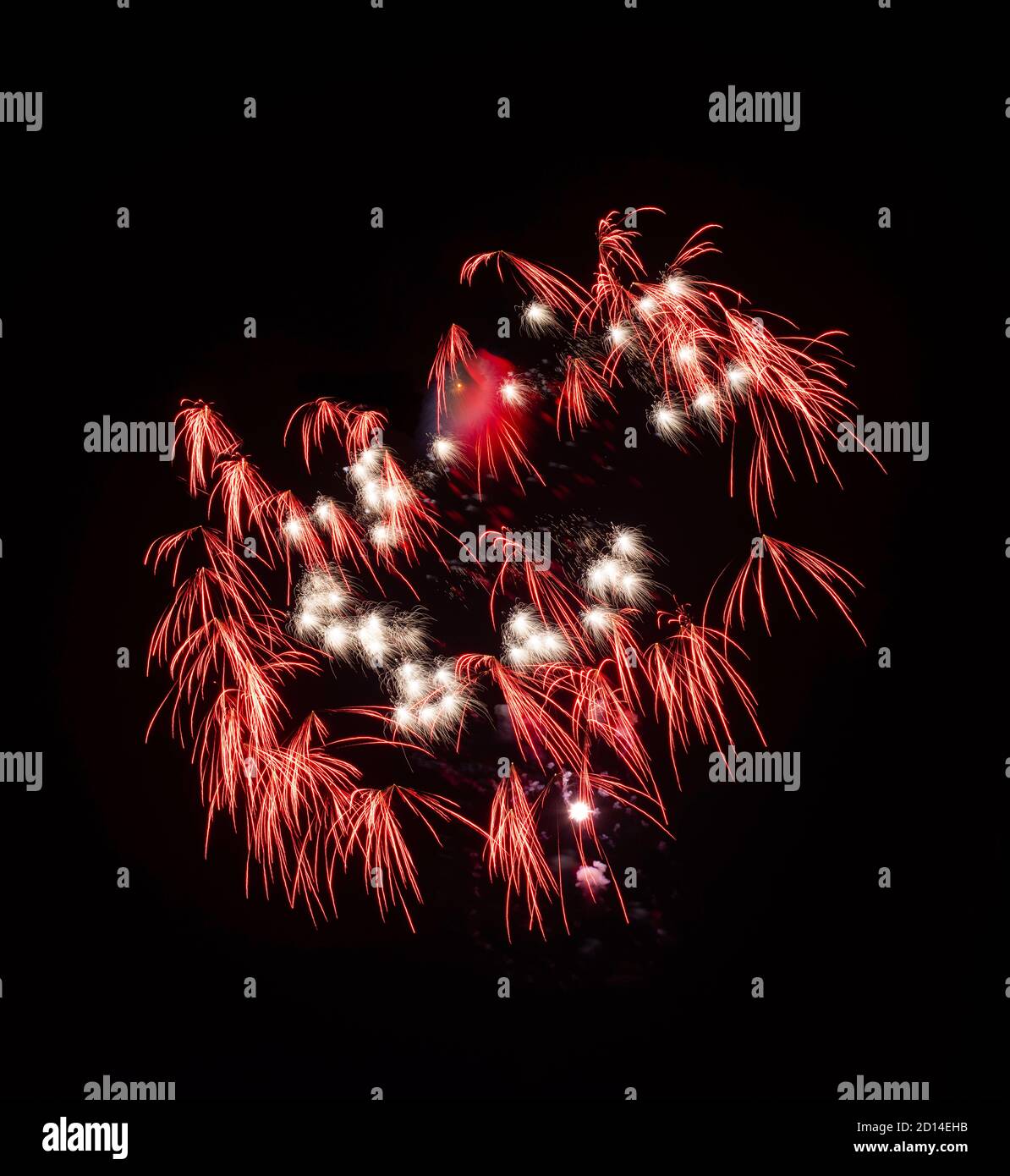 Amazing colourful fireworks explosion isolated in dark background, red ...