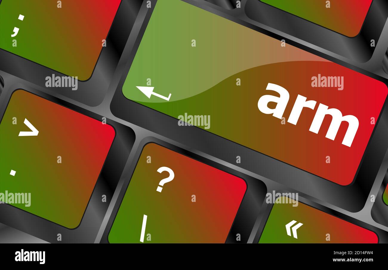 Keyboard with enter button, arm word on it Stock Photo - Alamy