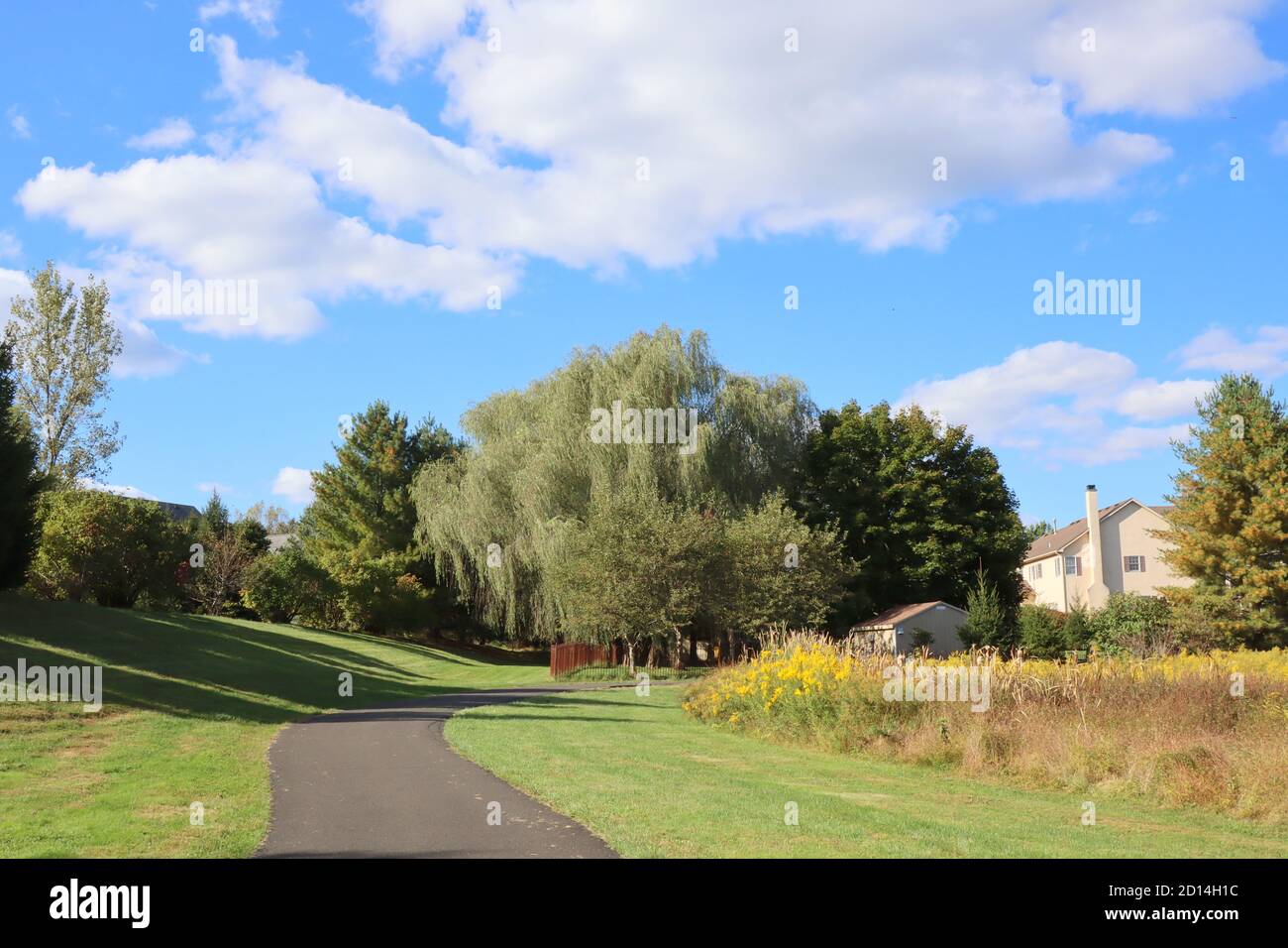 The trail goes right through the housing development into the park ...
