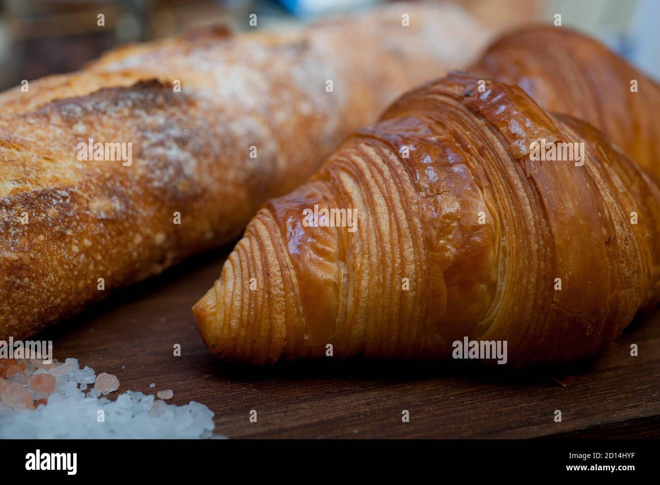 French fresh croissants and artisan baguette tradition Stock Photo - Alamy