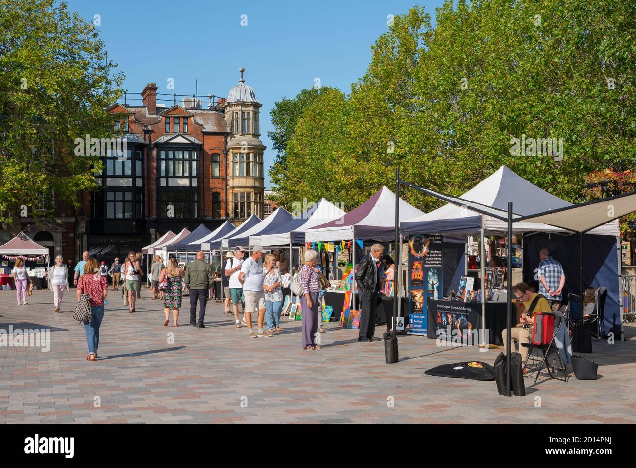 Salisbury Market Square, view in summer of an arts and crafts fair held ...